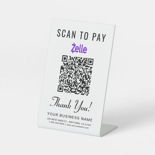 Scan to Pay Zelle QR Code Pedestal Sign | Zazzle