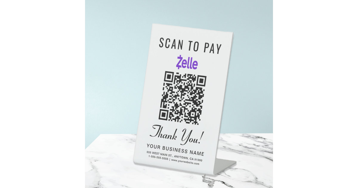 Scan to Pay Zelle QR Code Pedestal Sign | Zazzle