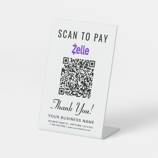 Scan to Pay Zelle QR Code Pedestal Sign | Zazzle