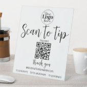 Scan to tip, pay digital tip jar Pedestal Sign | Zazzle