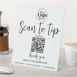Scan to tip, pay digital tip jar Pedestal Sign | Zazzle