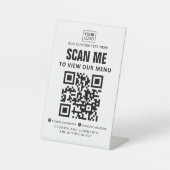 Scan to view menu custom logo QR code social media Pedestal Sign | Zazzle