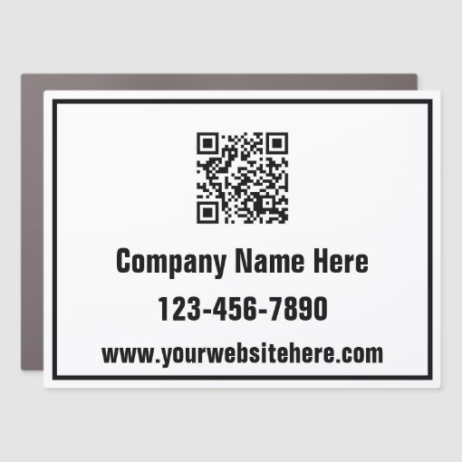 Scan Your QR Code Black and White Company Info Car Magnet | Zazzle