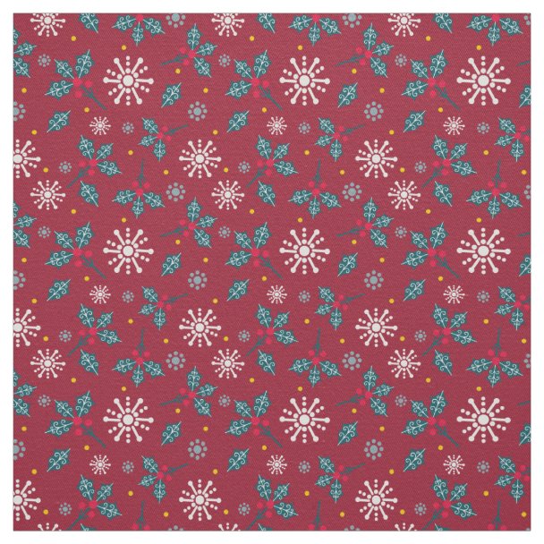 Scandi Christmas God Jul Folk Fabric | Zazzle