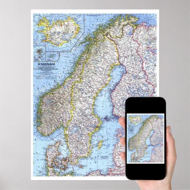 " Scandinavia: Map from 1963 ... Poster | Zazzle
