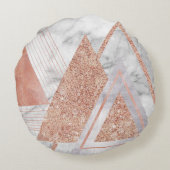 scandinavian chic rose gold geometric white marble round pillow | Zazzle