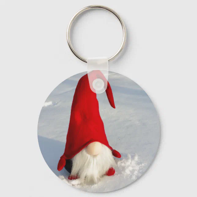 Scandinavian Christmas Gnome Keychain | Zazzle