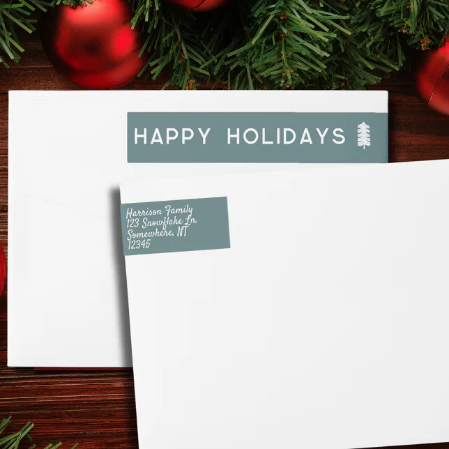 Scandinavian Christmas Tree Address Label | Zazzle