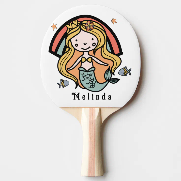 Scandinavian Cute Mermaid Personalized Girl Ping Pong Paddle | Zazzle