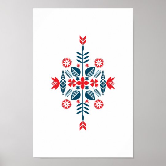 Scandinavian Folk Art Poster | Zazzle.com