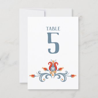 Scandinavian Folk Art Velkommen Table Number 3.5x5 | Zazzle