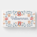 Scandinavian Folk Art Velkommen Wood Welcome Sign | Zazzle