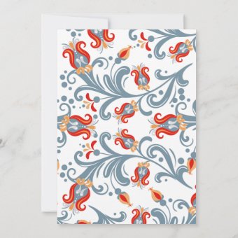 Scandinavian Folk Art Wedding Invitation Blue | Zazzle