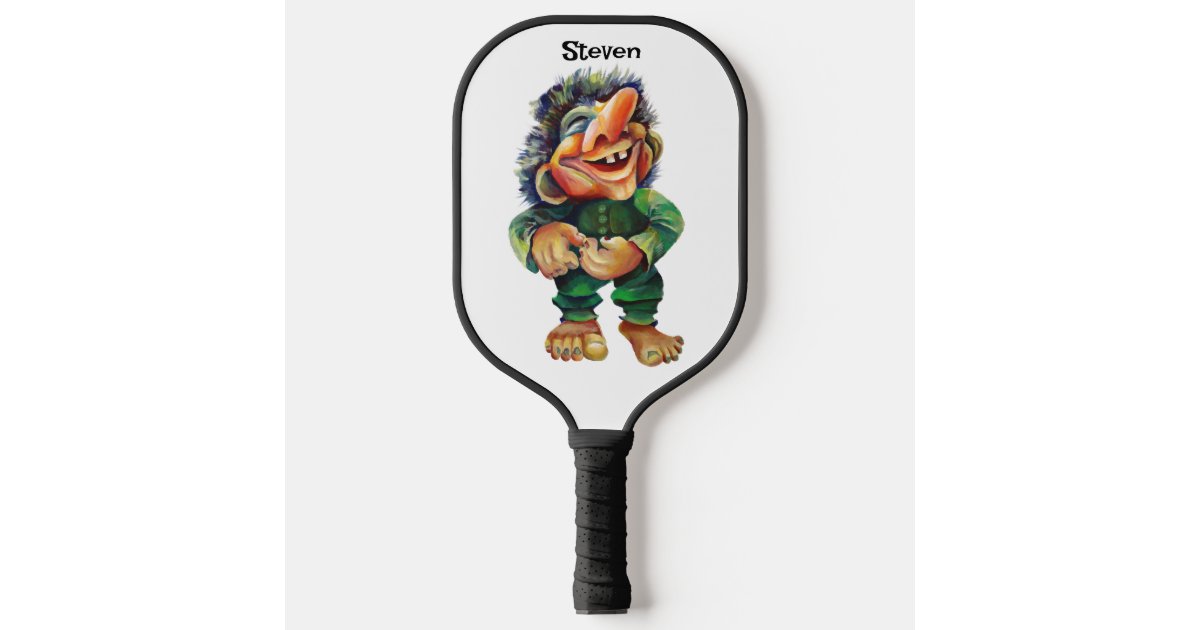 Scandinavian Funny Troll Illustration Watercolor Pickleball Paddle | Zazzle