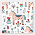 Scandinavian Horse Folk Art Pattern Wallpaper | Zazzle