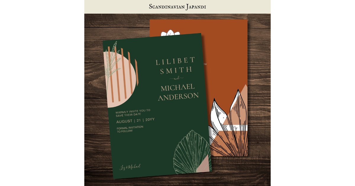 Scandinavian Japandi Modern Abstract Save Dates Invitation | Zazzle