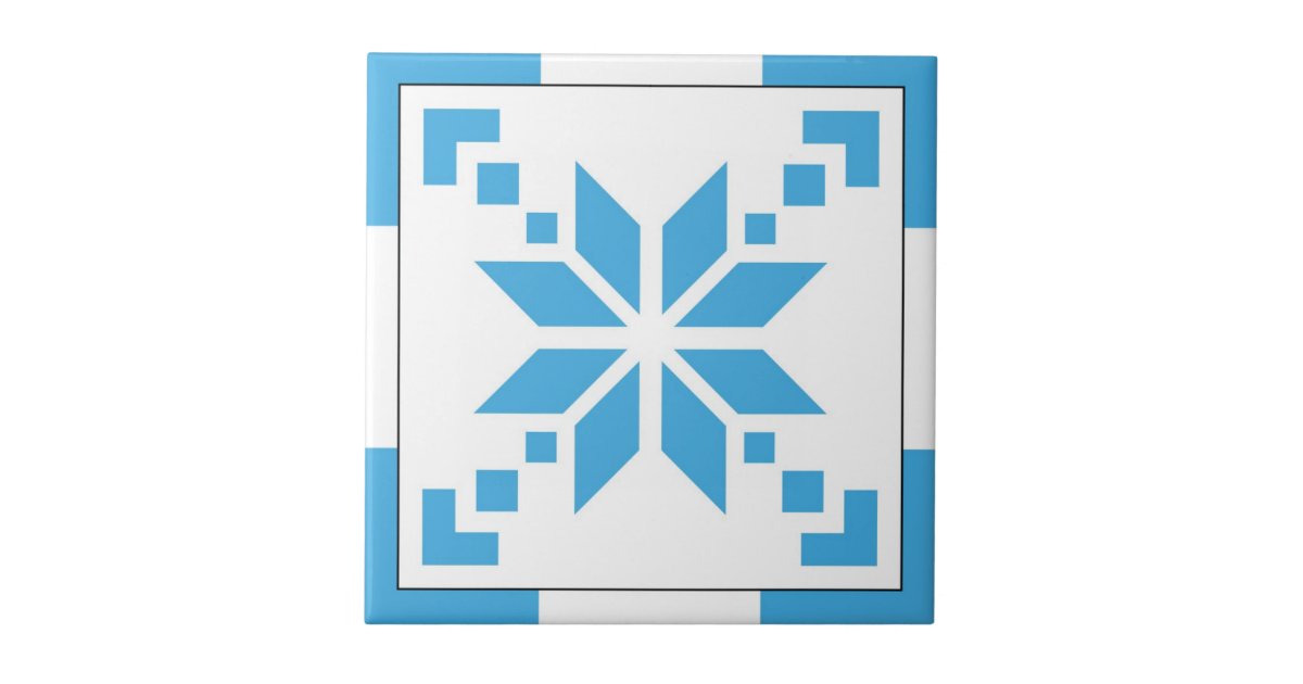 Scandinavian Light Blue Geometric Pattern Tiles | Zazzle