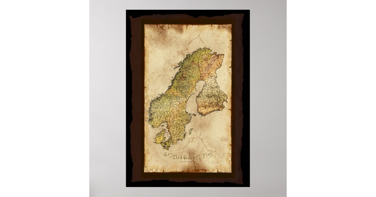 SCANDINAVIAN MAP Art Poster III | Zazzle