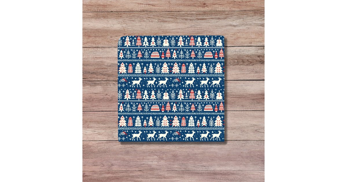 Scandinavian Navy Blue Christmas Reindeer Nordic Ceramic Tile | Zazzle