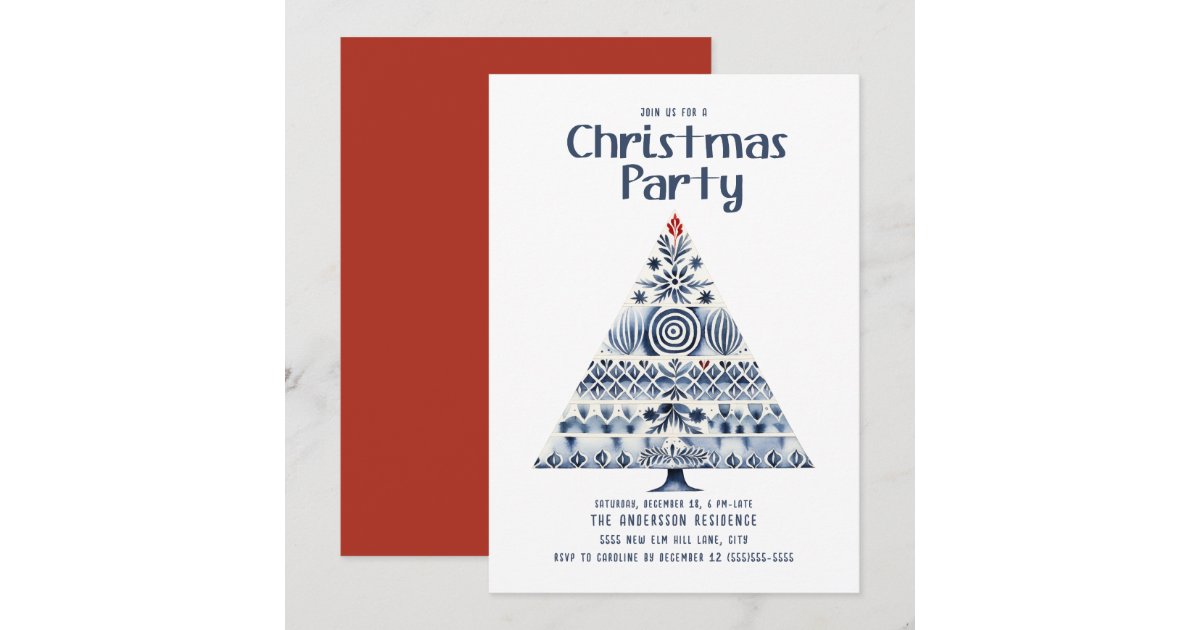 Scandinavian Nordic Christmas Tree Party Invitation | Zazzle