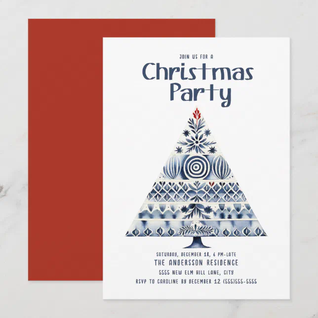 Scandinavian Nordic Christmas Tree Party Invitation | Zazzle