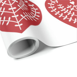 Scandinavian Red Heart Wrapping Paper | Zazzle