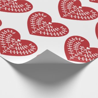 Scandinavian Red Heart Wrapping Paper | Zazzle