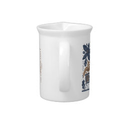Scandinavian Reindeer Tree Floral Navy Gold Beverage Pitcher | Zazzle
