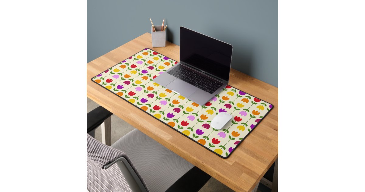 Scandinavian Style Col on Crm Flower Rpt Pattern Desk Mat | Zazzle