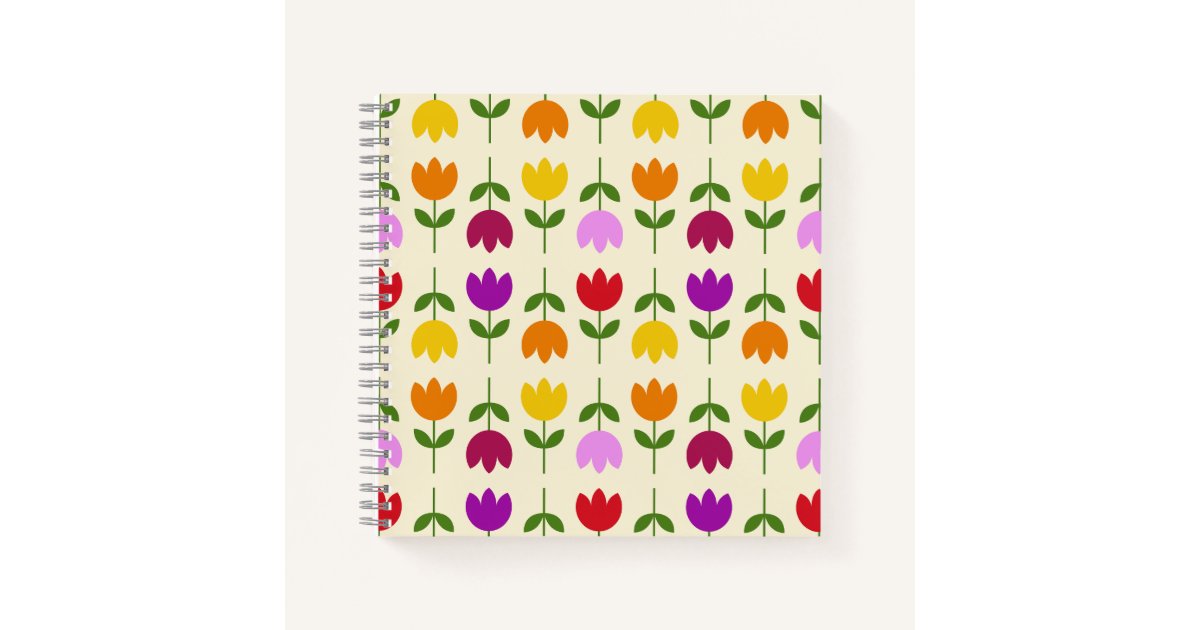Scandinavian Style Colorful on Crm Flower Pattern Notebook | Zazzle