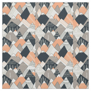 Retro Scandinavian Blue Pattern Fabric | Zazzle.com