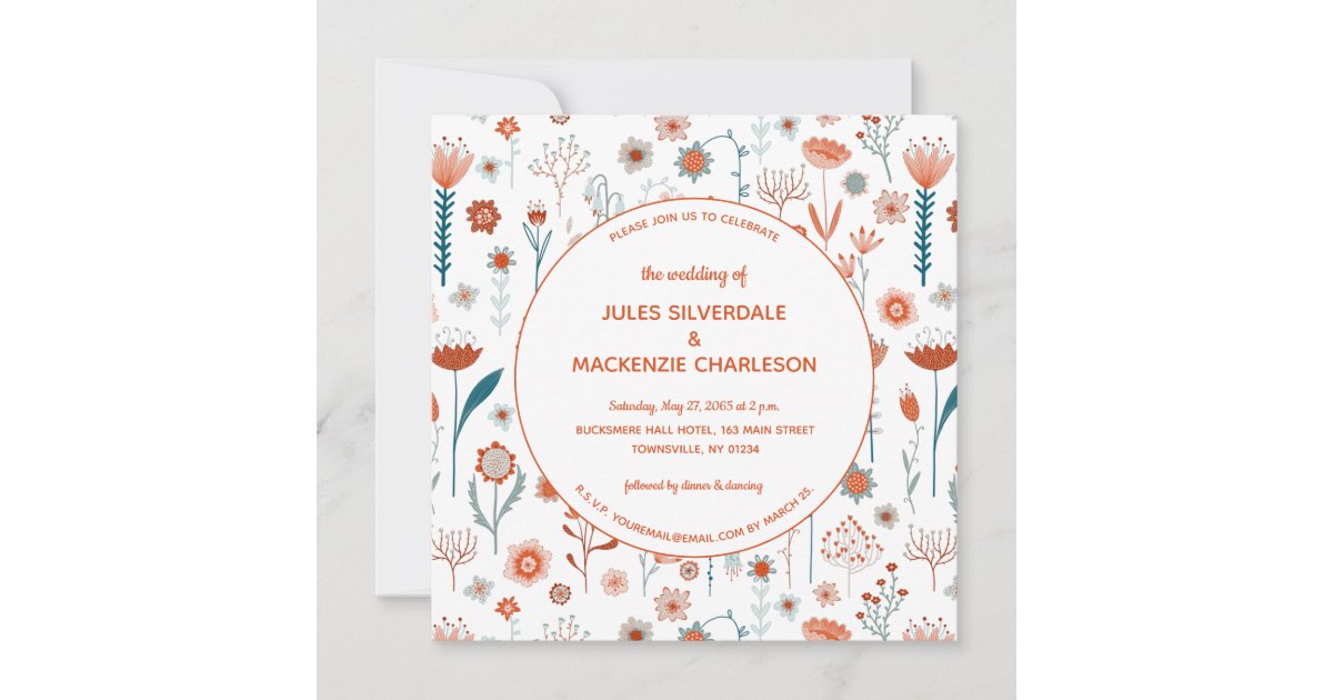 Scandinavian Summer Flowers Boho Wedding Invitation | Zazzle