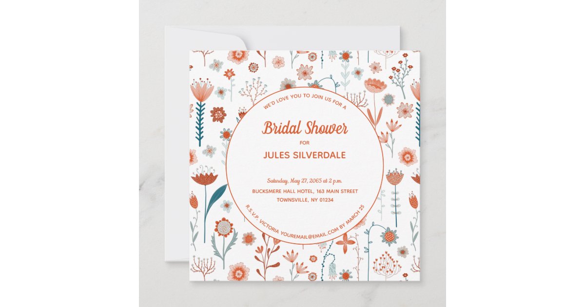 Scandinavian Summer Flowers Bridal Shower Invitation | Zazzle