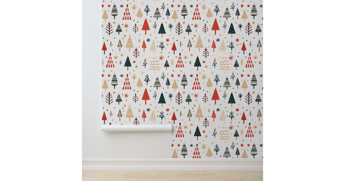 Scandinavian Swedish Christmas trees Wallpaper | Zazzle