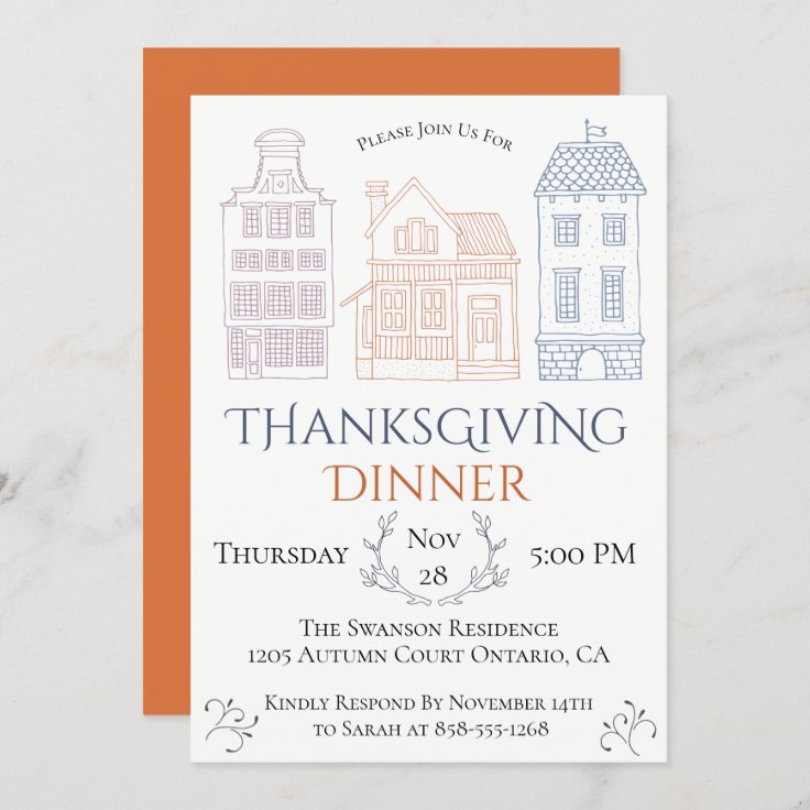 Scandinavian Thanksgiving Dinner Party Invitation | Zazzle