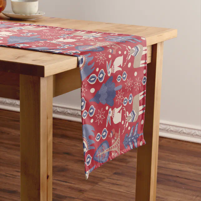 Scandinavian Woodland Animals Forest Long Table Runner | Zazzle