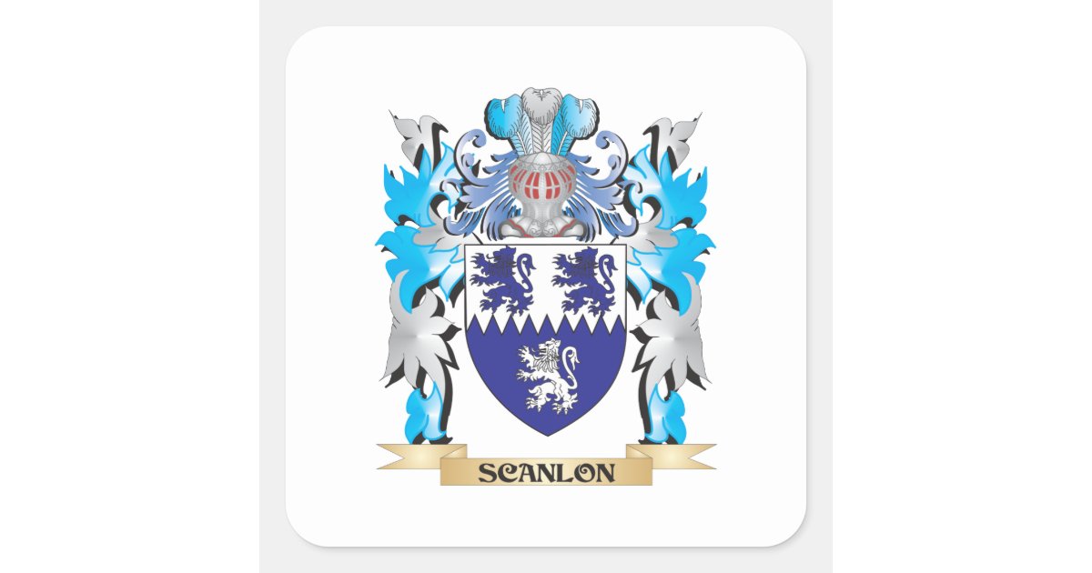 Scanlon Coat of Arms - Family Crest Square Sticker | Zazzle