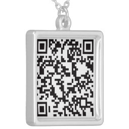 Scannable QR Bar code Silver Plated Necklace | Zazzle