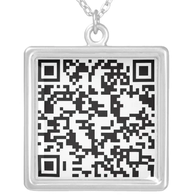 Scannable QR Bar code Silver Plated Necklace | Zazzle