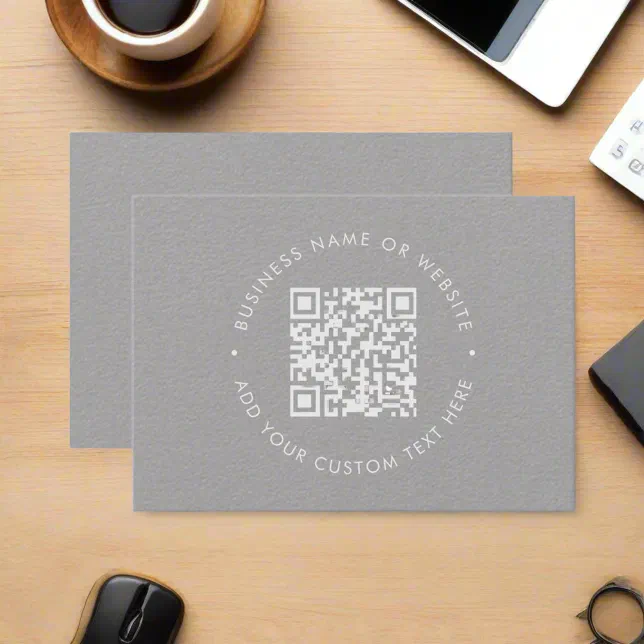 Scannable QR Code Website Social Media Gray Business Card | Zazzle