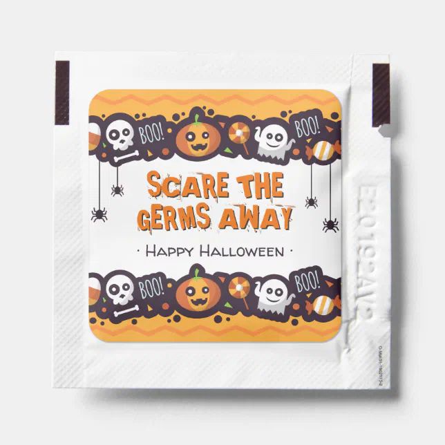 Scare The Germs Away Cute Happy Halloween Hand Sanitizer Packet | Zazzle