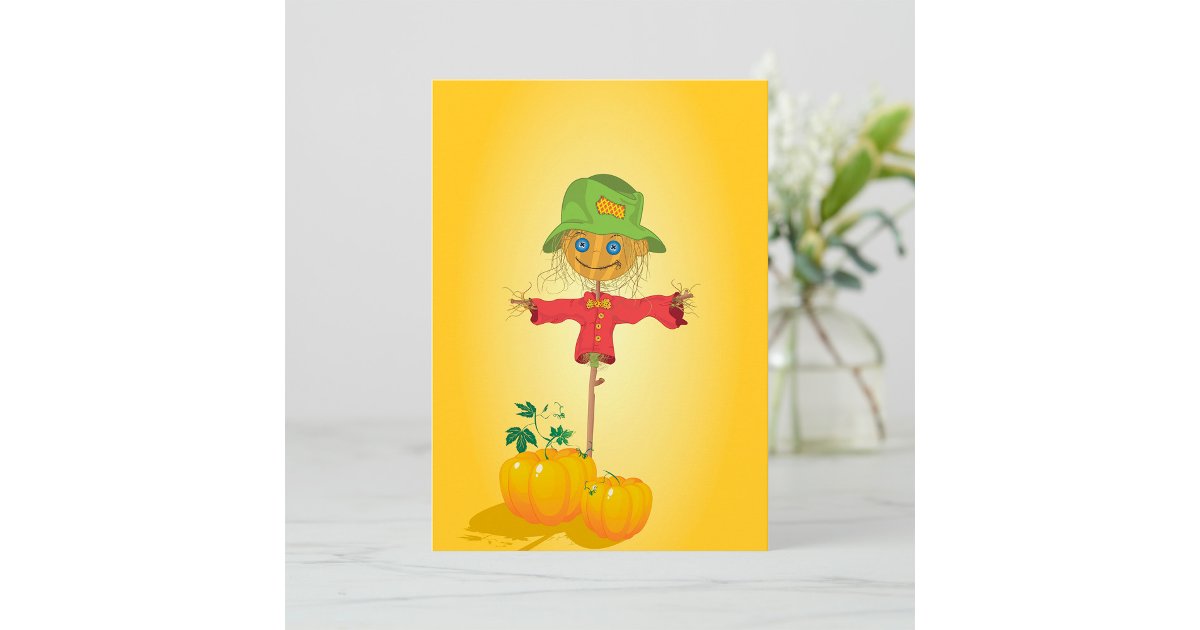 Scarecrow With Pumpkins Invitations | Zazzle