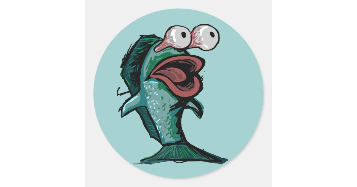 Scared Fish Classic Round Sticker | Zazzle