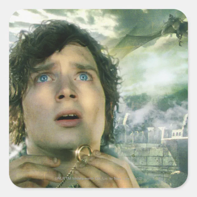 Scared FRODO™ Holding Ring Square Sticker | Zazzle