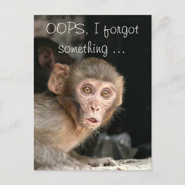 Scared monkey with big eyes text card | Zazzle