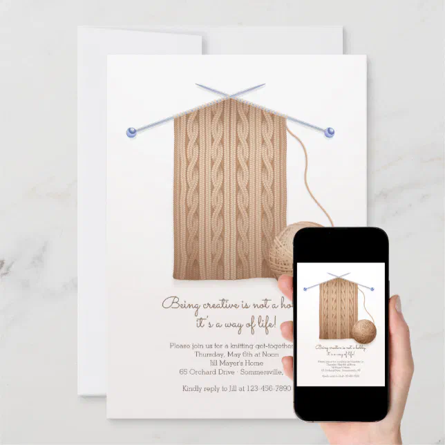 Scarf Knitting Party Invitation | Zazzle