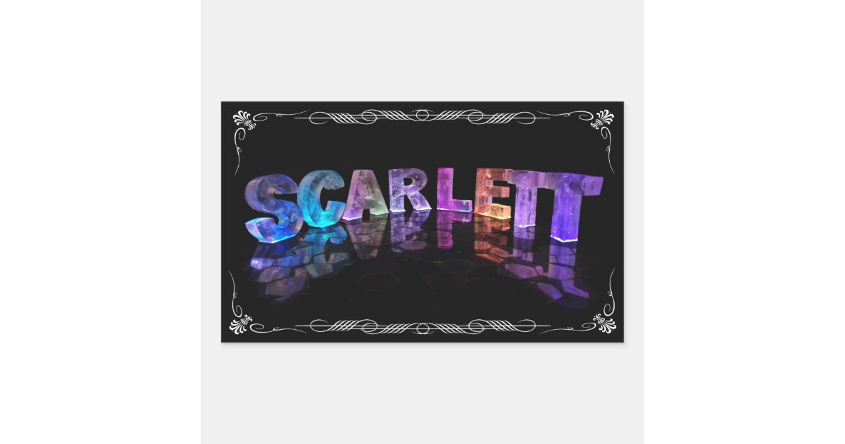 Scarlett - The Name Scarlett in 3D Lights (Photog Rectangular Sticker ...