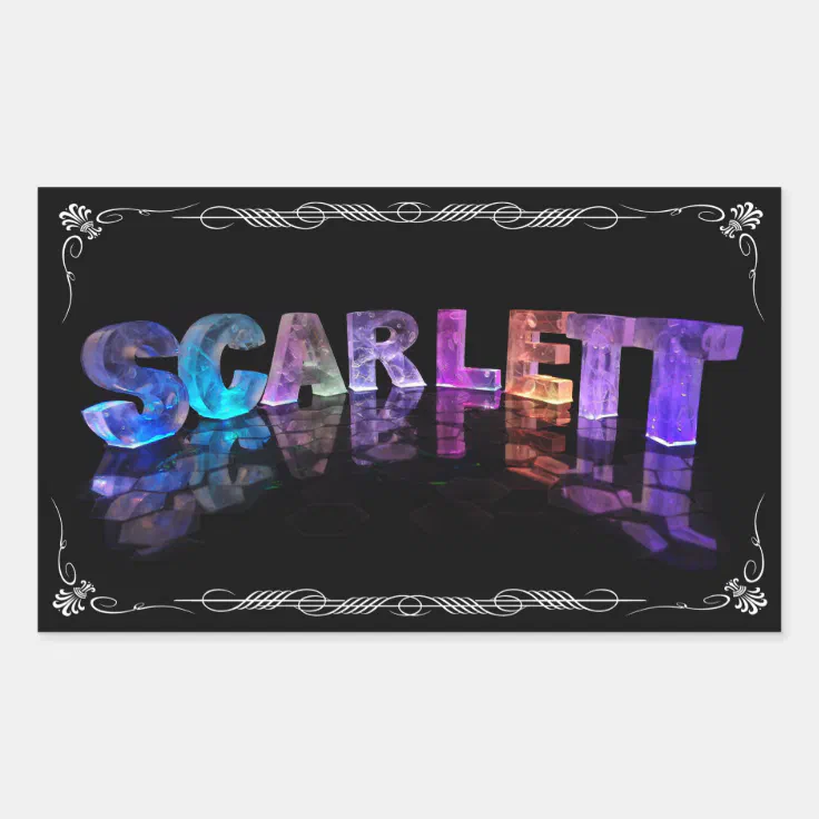 Scarlett - The Name Scarlett in 3D Lights (Photog Rectangular Sticker ...