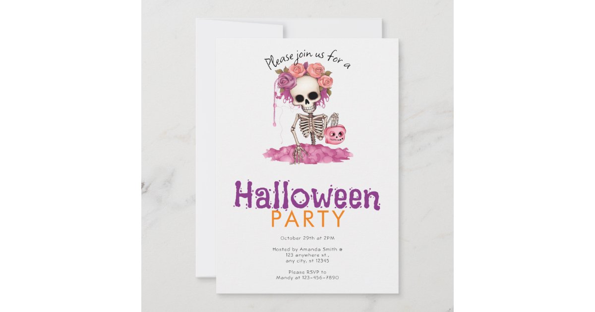 Scary and Creepy Skeleton Halloween Party Invitation | Zazzle