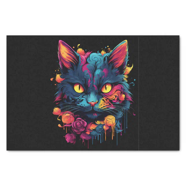 Scary Black Cat Halloween Decoupage Tissue Paper | Zazzle